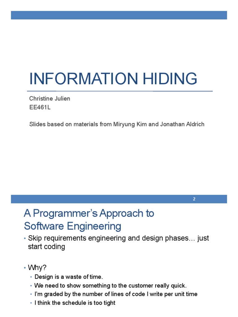 Lecture 7-Information Hiding | PDF | Interface (Computing) | Abstraction (Computer Science)
