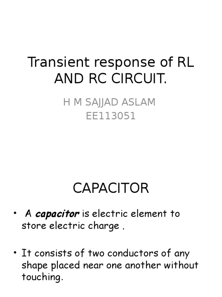 Transient Response of RL and RC CIRCUIT | PDF | Inductor | Inductance