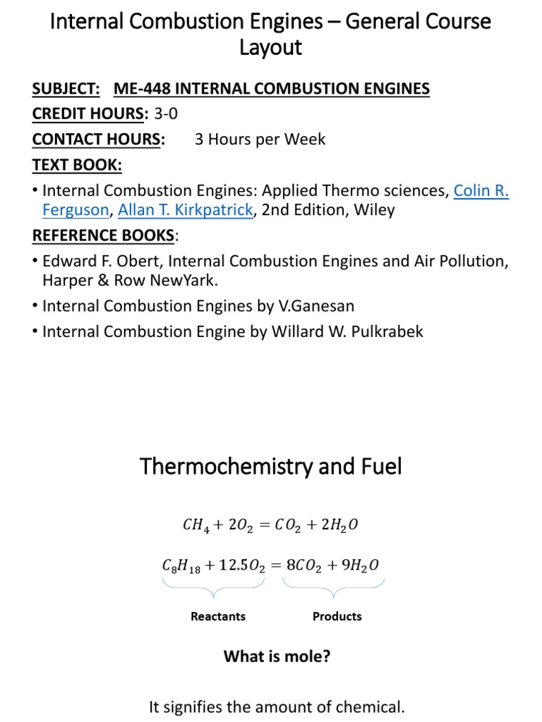 Chemistry of Internal Combustion Engines | PDF | Combustion | Chemical ...
