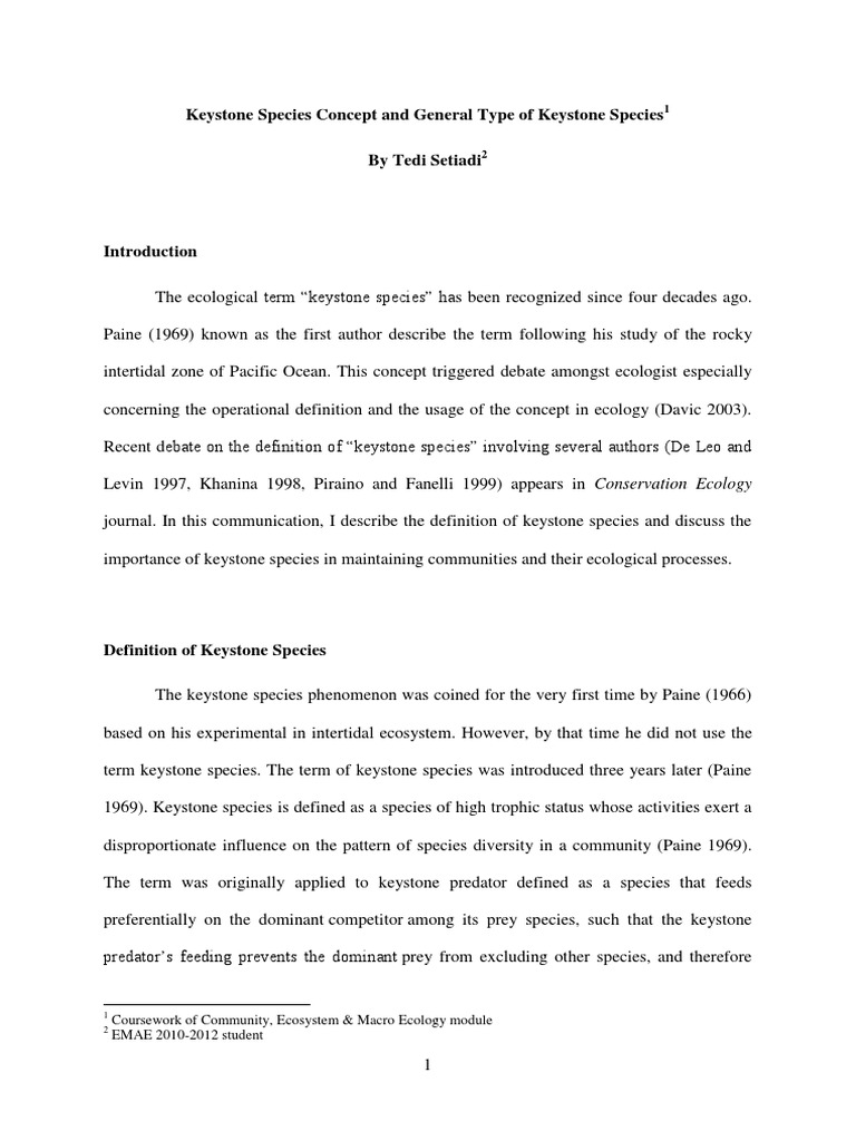 Keystone Species: Definitions and Types | PDF | Predation | Ecology