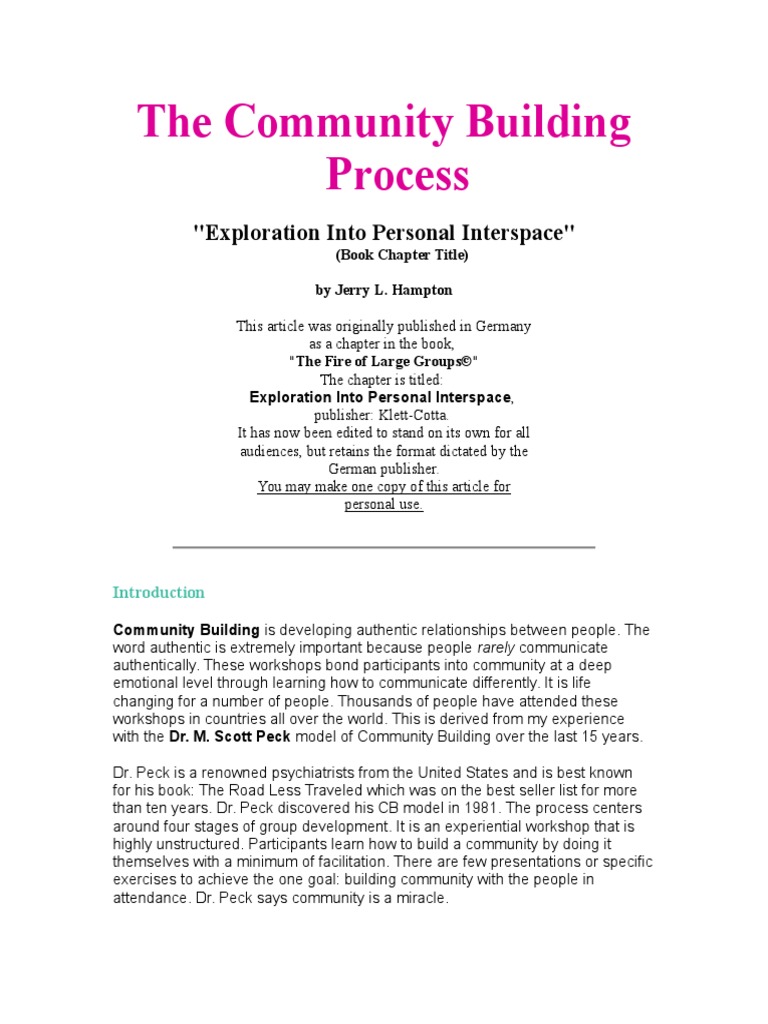 Community Building Process | PDF | Facilitator | Norm (Social)