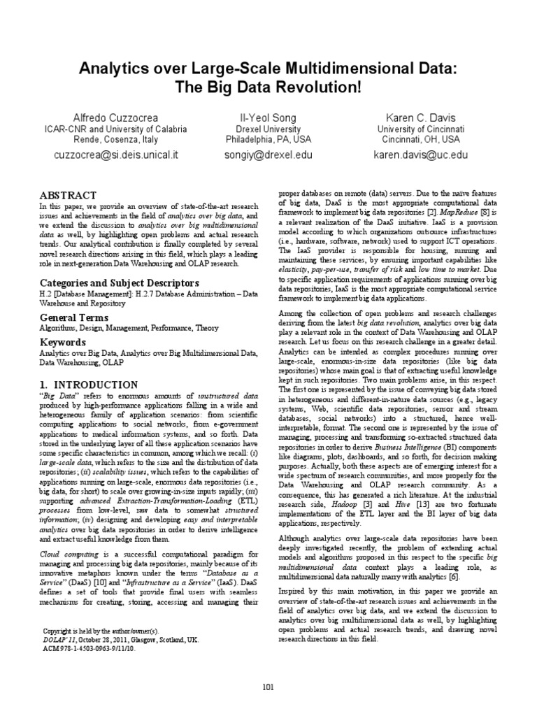 Dolap 2011 Analytics Over Large Scale Md Data Pdf Big Data Data Warehouse