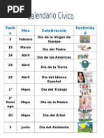Calendario Cívico de Honduras 2024 | PDF | Honduras