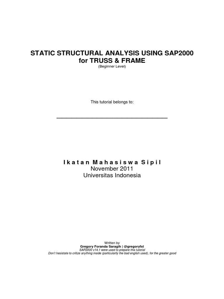SAP2000 Static Analysis for Trusses | PDF | Truss | Structural Analysis