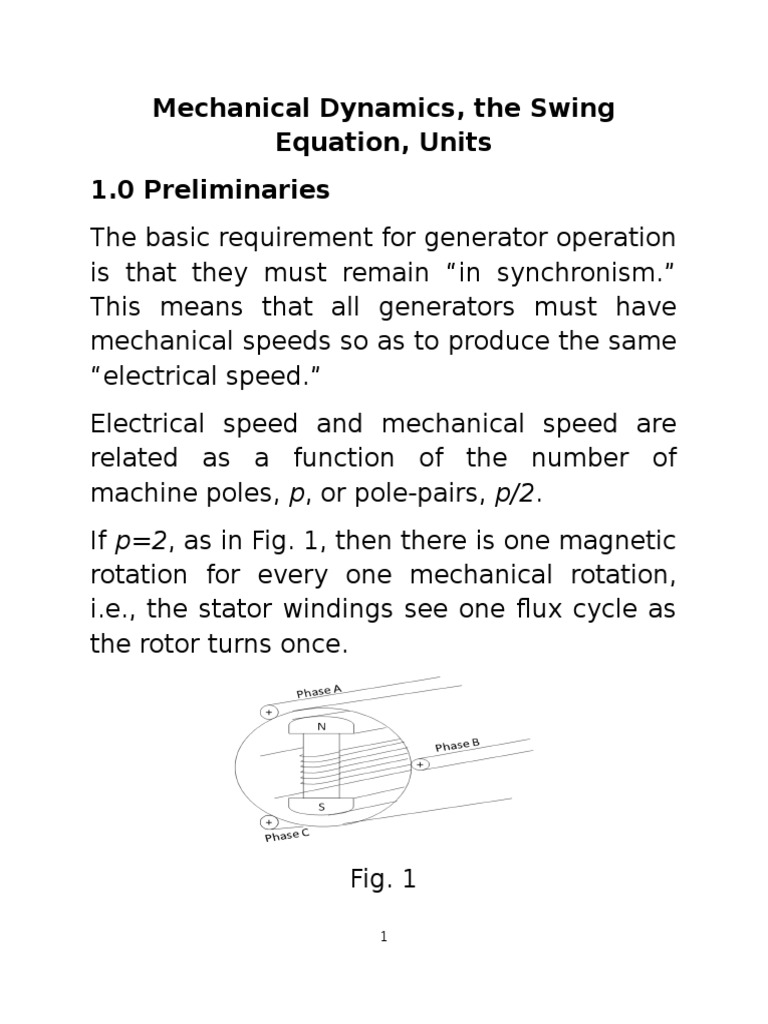 Swing Equation | PDF | Torque | Force