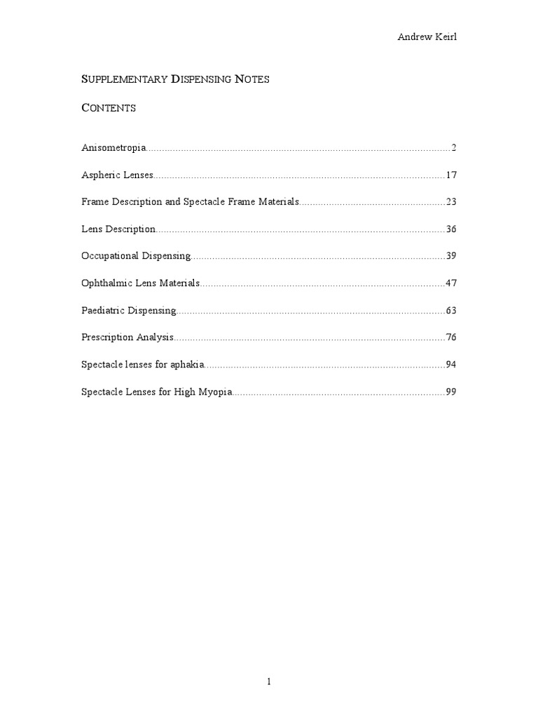 Dispensing Notes | PDF | Lens (Optics) | Glasses