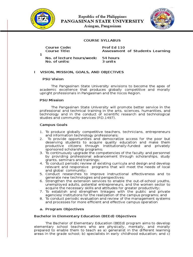 Assessment I Syllabus - Final Draft | PDF | Educational Assessment ...