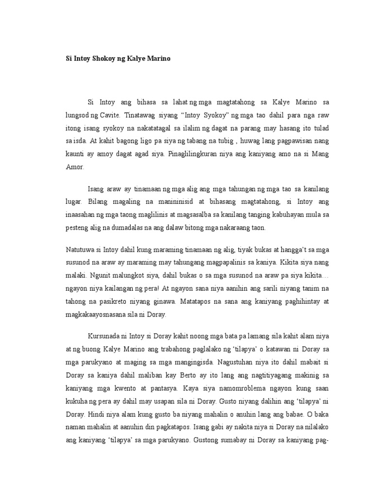 Si Intoy Shokoy NG Kalye Marino | PDF
