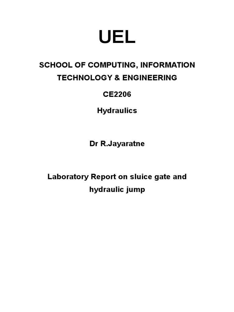 Hydraulic jump and sluice gate lab report | PDF | Hydraulics | Pump