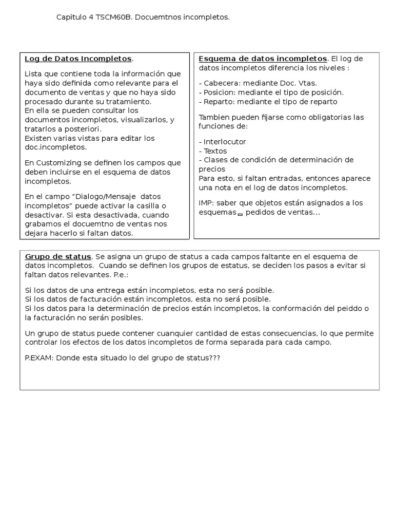 Esquema TSCM60B Capitulo 4. Documentos Incompletos | PDF