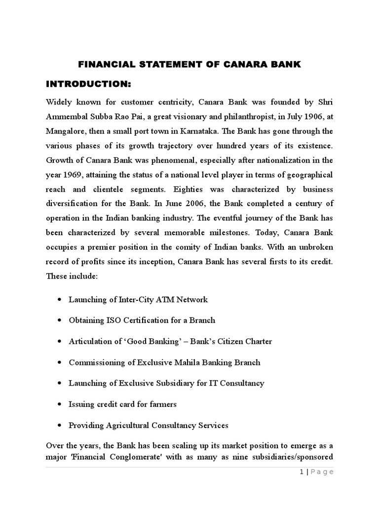 Project Canara Bank-123 | Revenue | Income Statement