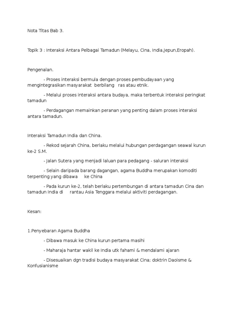 Nota Titas Bab 3 | PDF | Ilmu Sosial | Sejarah
