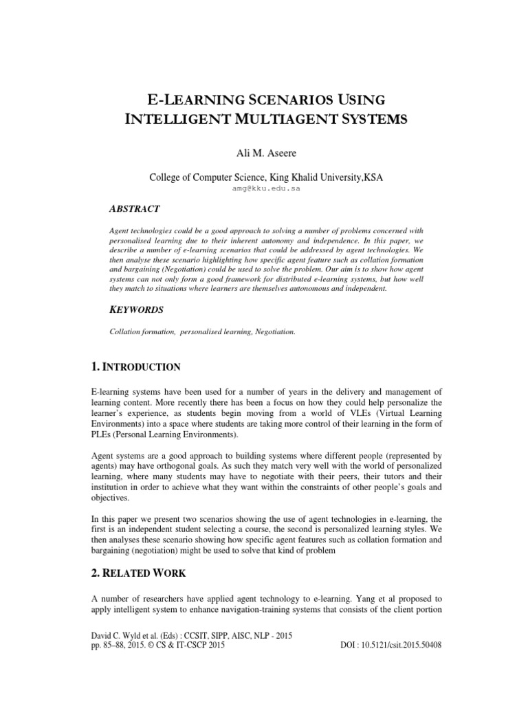E-Learning Scenarios Using Intelligent Multiagent Systems | PDF | Educational Technology ...