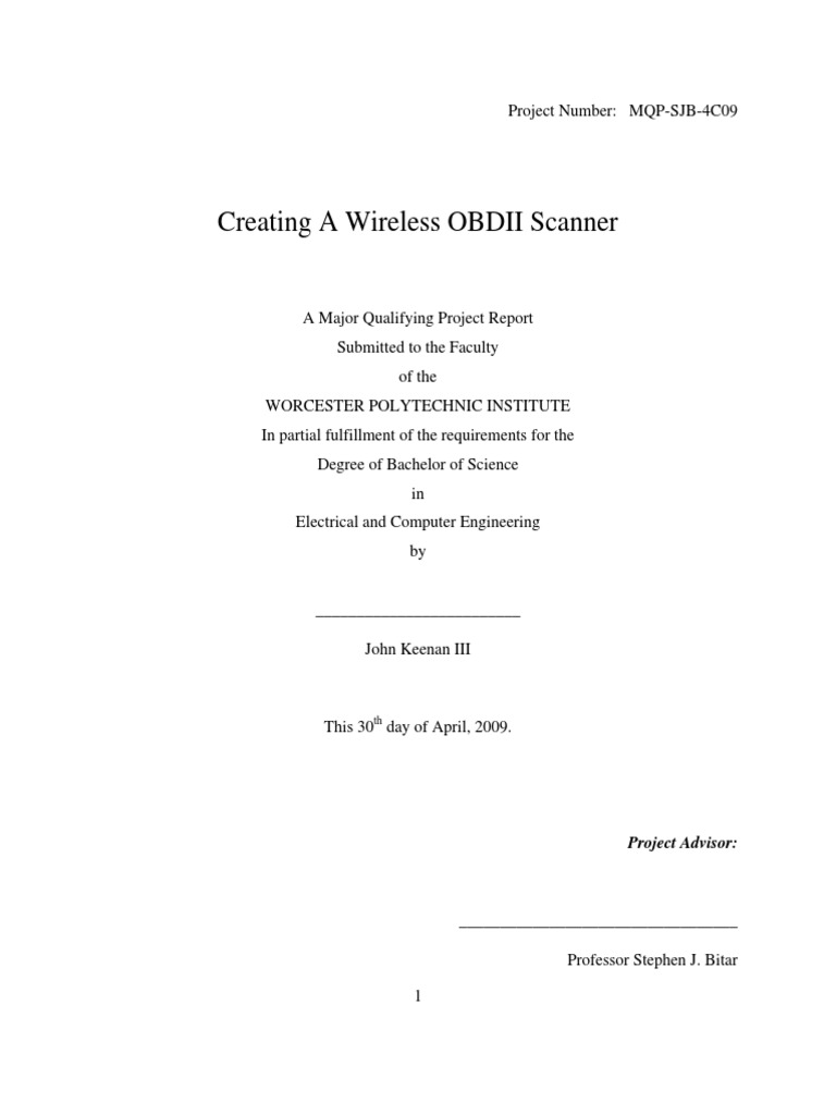 Wireless OBDII Scanner Project Report | PDF | Clean Air Act (United ...