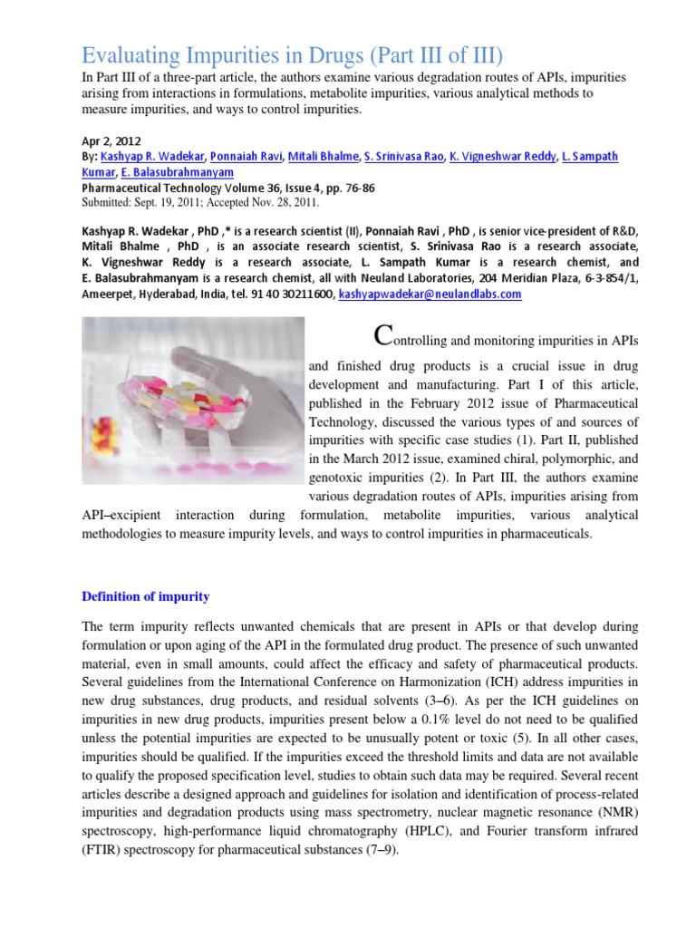 Pharmaceutical Technology, Apr 2, Volume 36, Issue 4, Pp. 76-86 | PDF | Mass Spectrometry | Gas ...