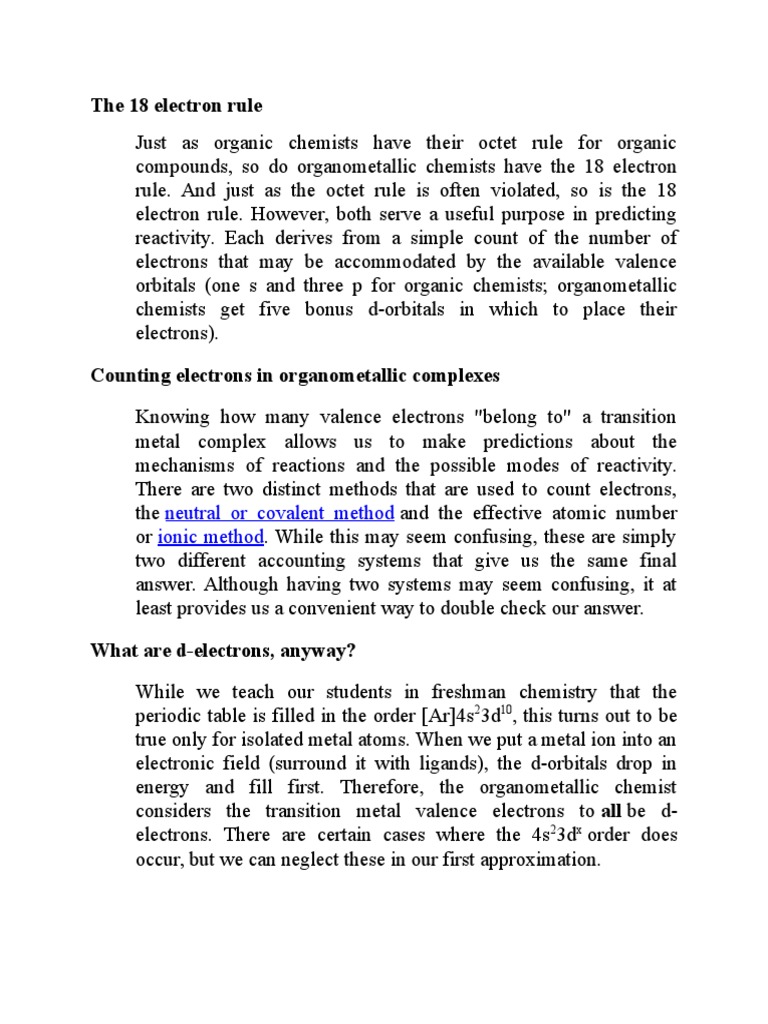 Organo Metallic Pdf Inorganic Chemistry Interaction