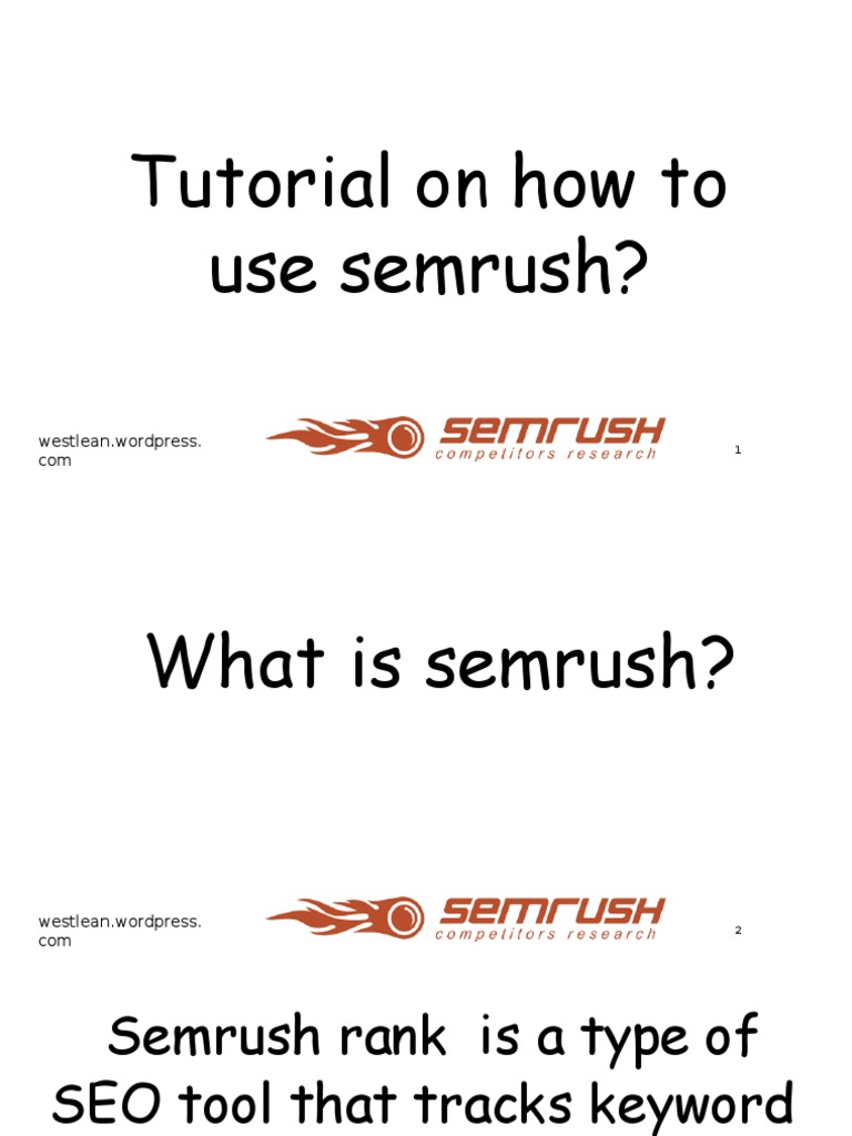 Tutorial On How To Use SemRush | PDF | Search Engine Optimization ...