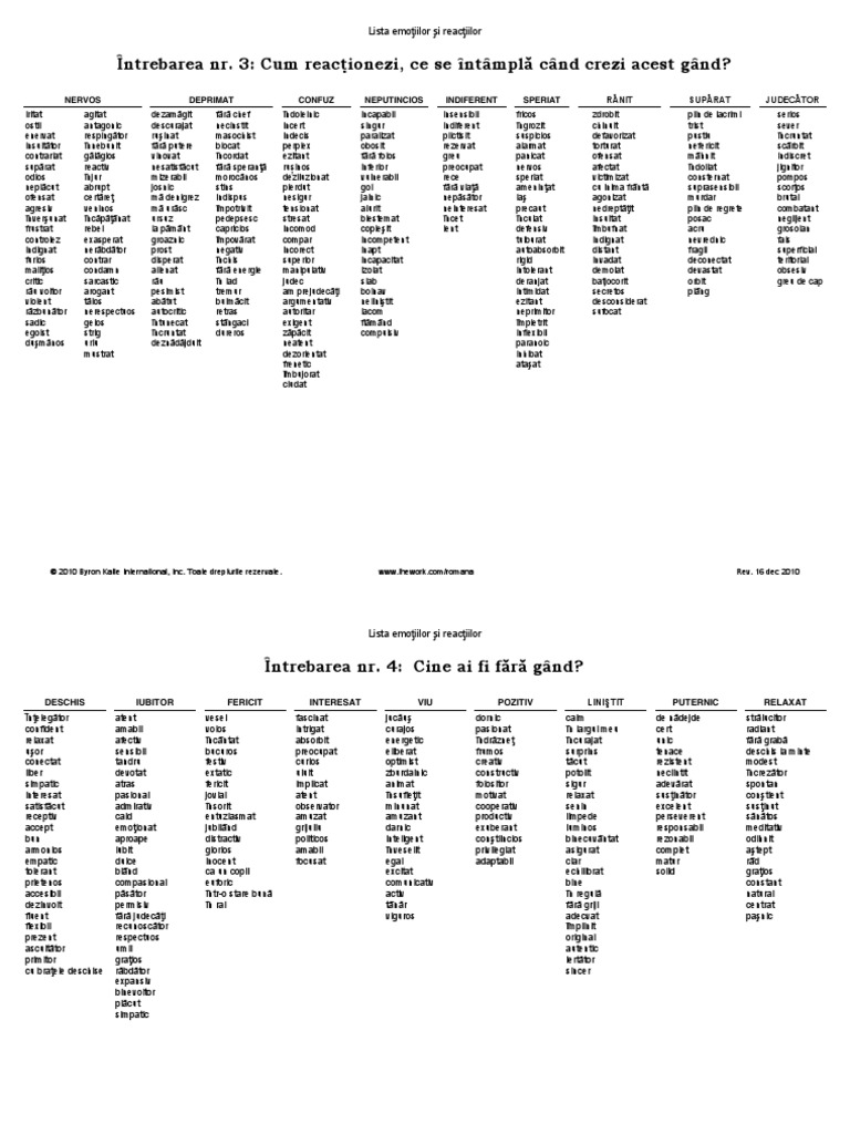 Lista Emotii Si Reactii | PDF