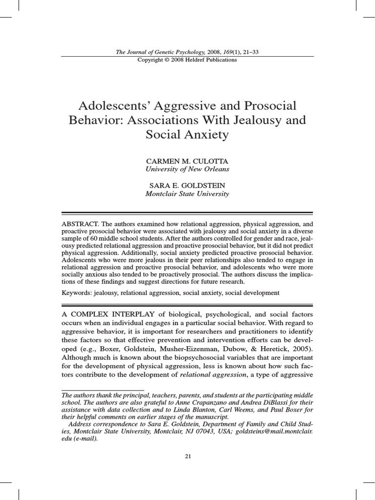 Adolescents Aggressive and Prosocial Behavior-Associations With ...