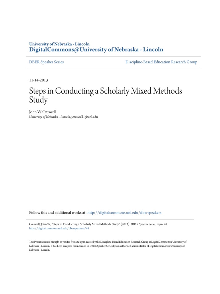 Steps in Conducting A Scholarly Mixed Methods Study | PDF | Qualitative ...