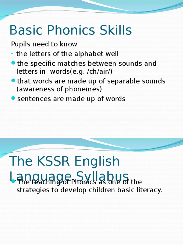 Basic Phonics Skills | PDF | Phonics | Text