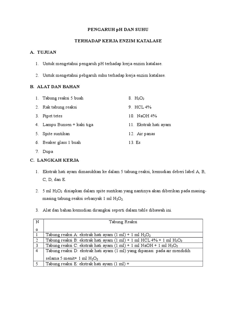 Hasil Praktikum Uji Enzim Katalase | PDF | Memasak, Makanan, & Anggur