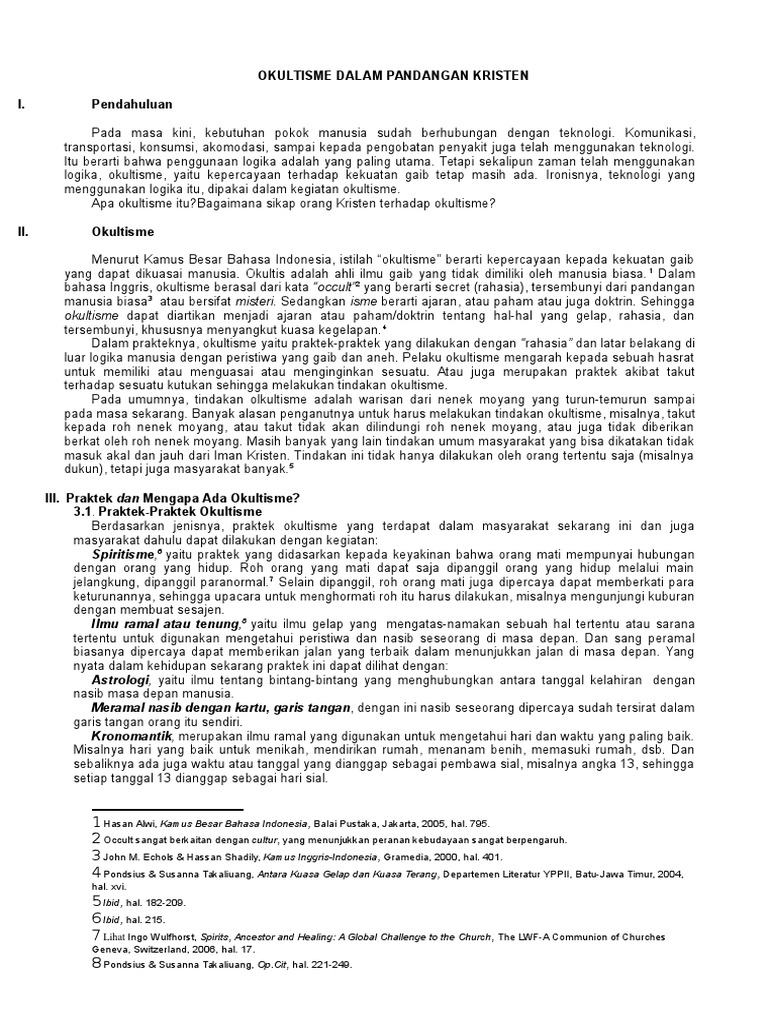 Okultisme Dalam Pandangan Kristen | PDF | Ilmu Sosial | Filsafat