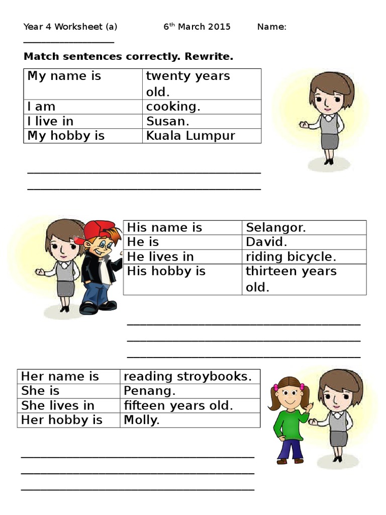 Year 4 English Worksheet 2015 | PDF