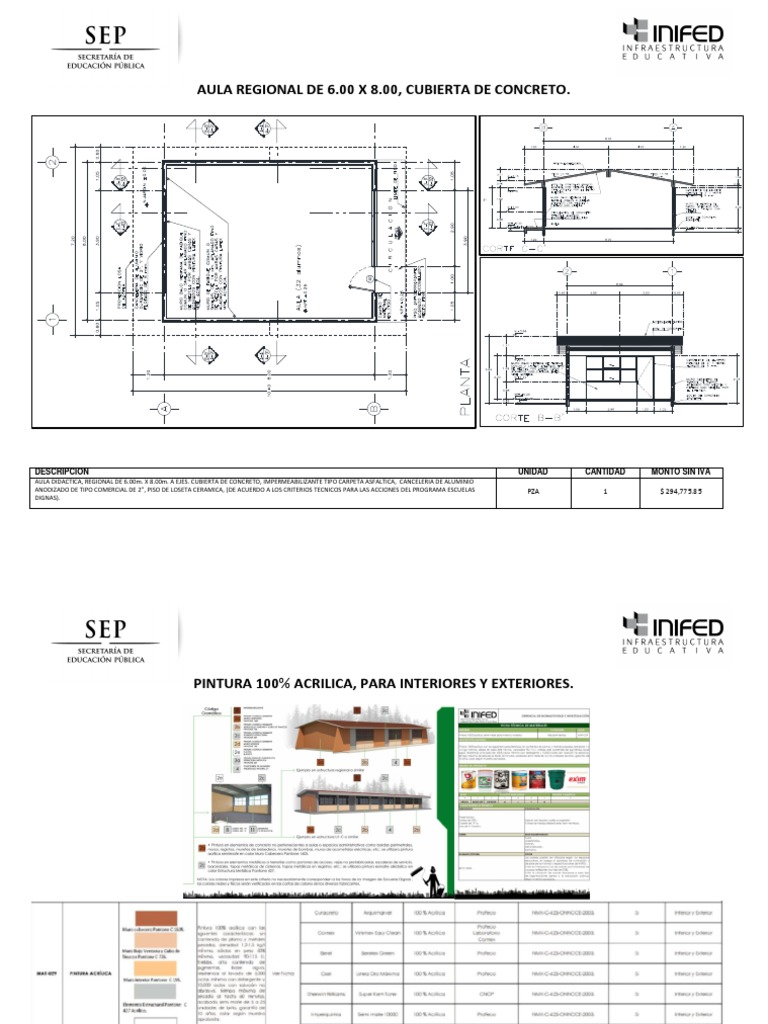 Planos de Aula Regional INIFED 6x8 | PDF | Aluminio | Acero