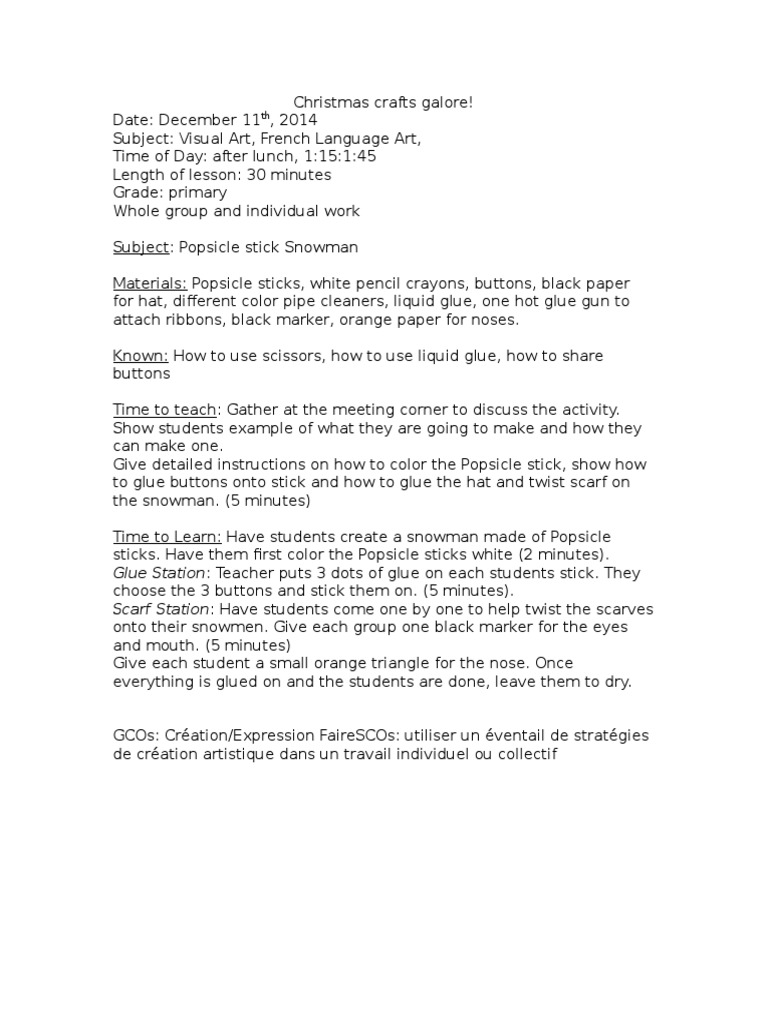 Snowman Lesson Plan | PDF