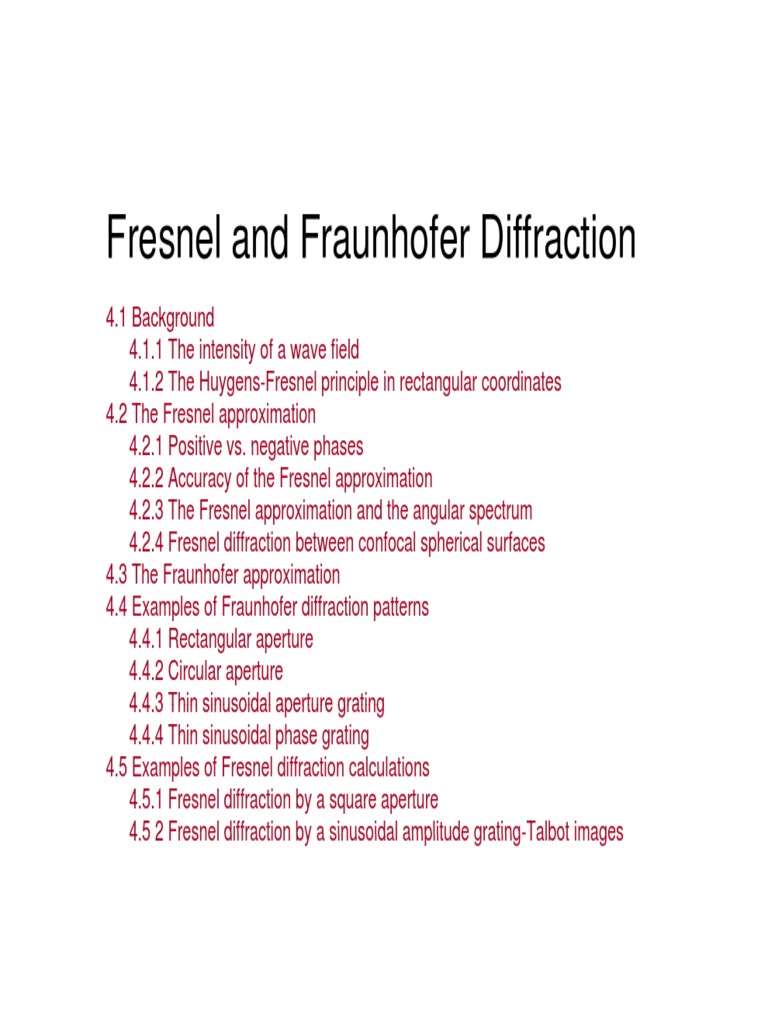 Fresnel vs. Fraunhofer Diffraction Explained | PDF | Diffraction ...