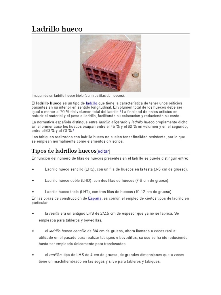 Ladrillo Hueco | PDF | Ladrillo | Science