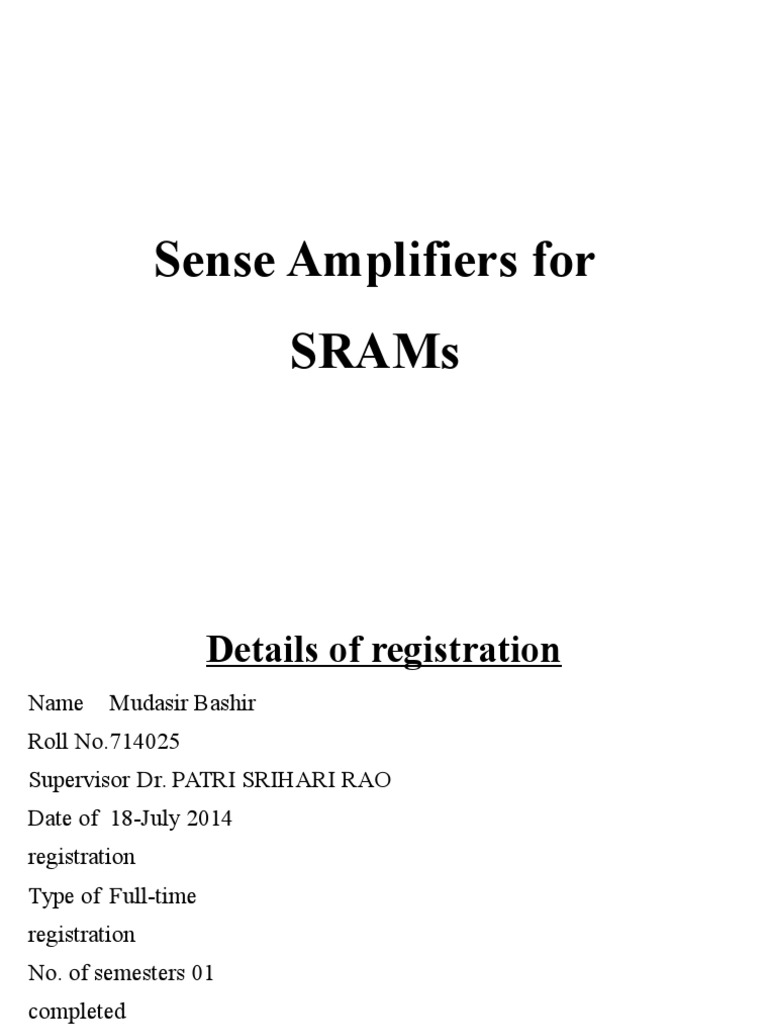 SRAM Sense Amplifier Design Overview | PDF | Cmos | Amplifier