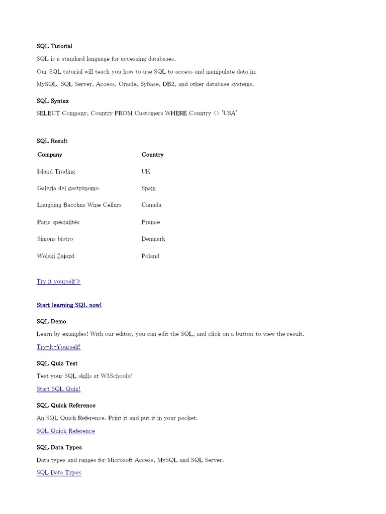 SQL Documentation | PDF | Sql | Database Index
