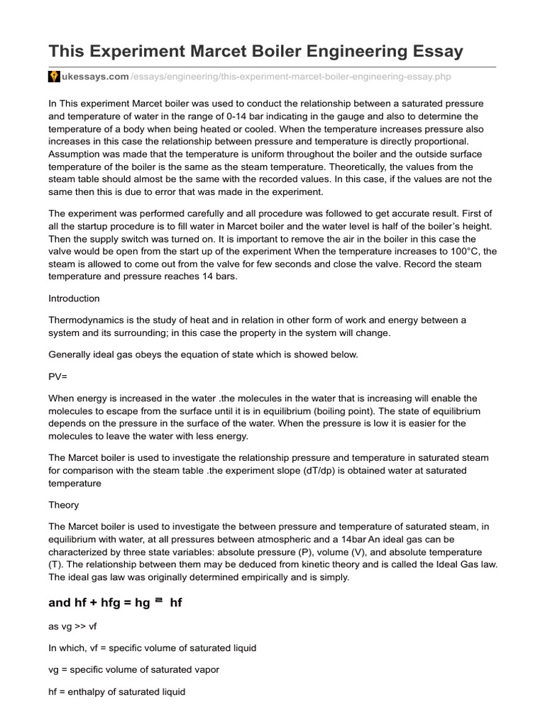 This Experiment Marcet Boiler Engineering Essay | PDF | Temperature ...