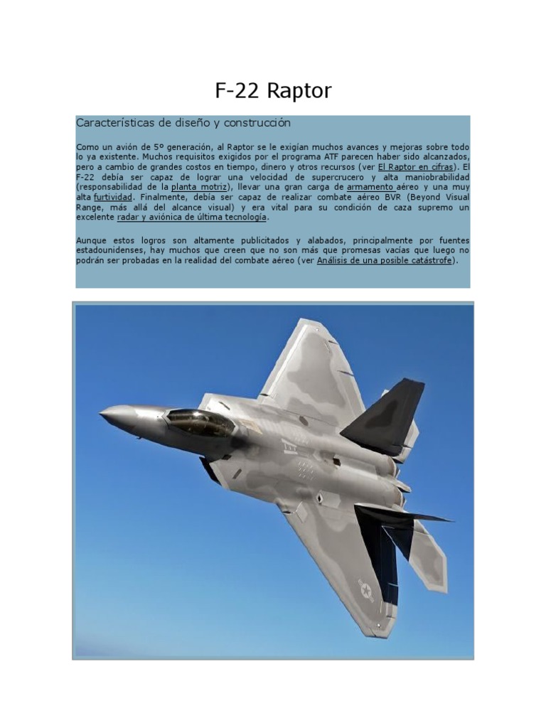 F 22 raptor | Avión de combate | Misil | Prueba gratuita de 30 días | Scribd