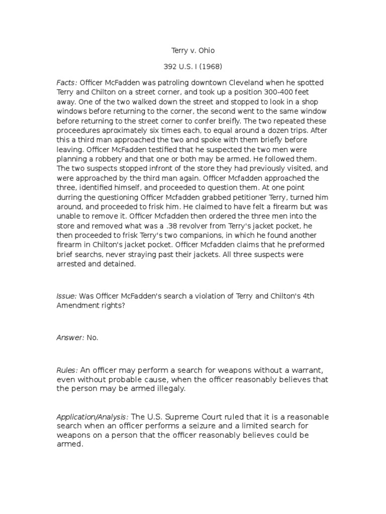 Terry v. Ohio Case Summary | PDF