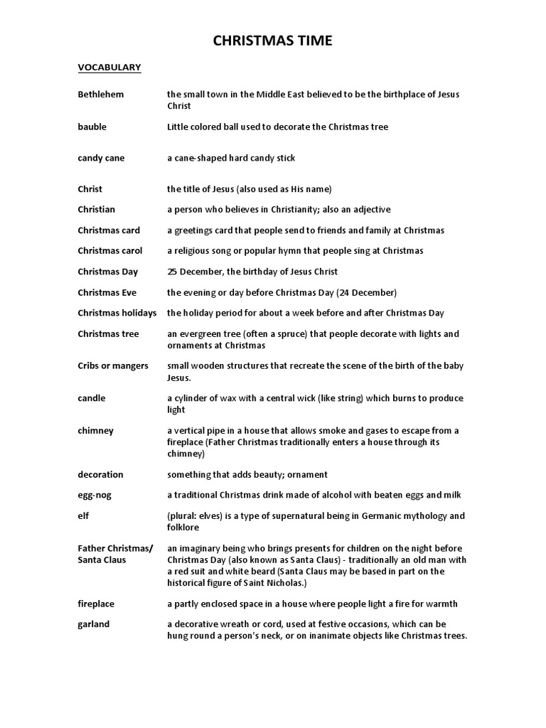 Christmas Vocabulary and Traditions | PDF | Santa Claus | Christmas