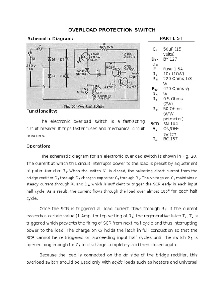 Overload Protection Switch: Part List C D - D F R R R, R R R | PDF ...