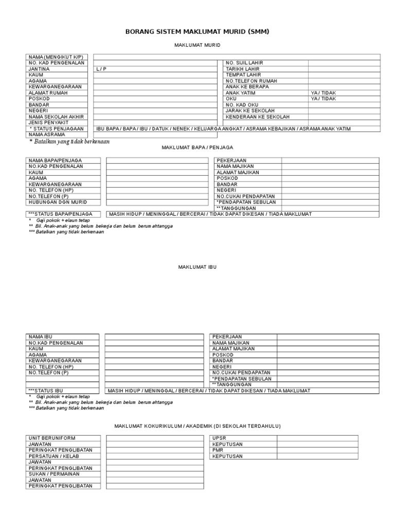 Borang SMM | PDF | Karier & Perkembangan