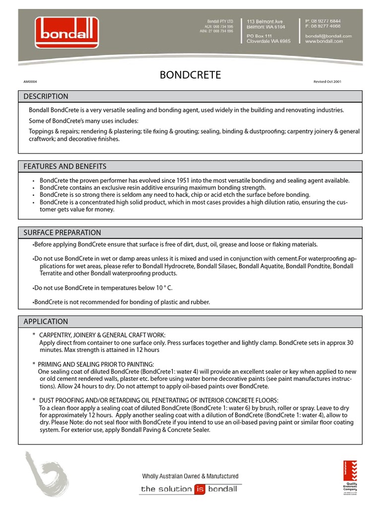 Bond Crete | PDF | Plaster | Concrete