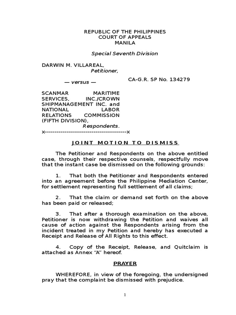 Joint Motion To Dismiss | PDF