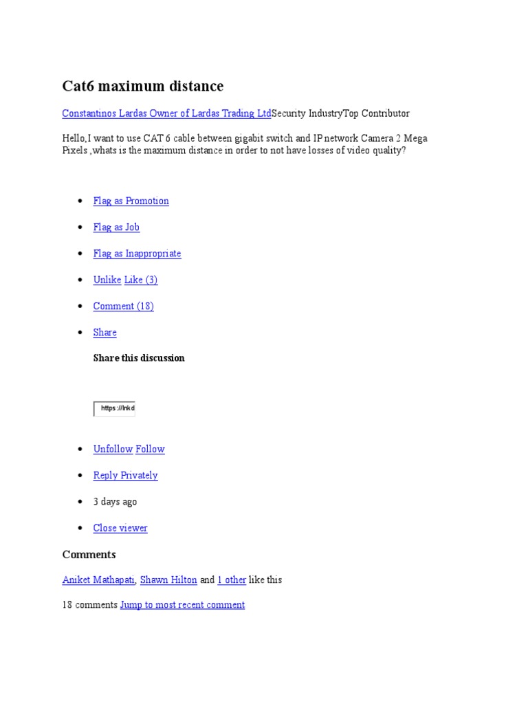 Cat6 Maximum Distance-Good Discussion | PDF | Ethernet ...
