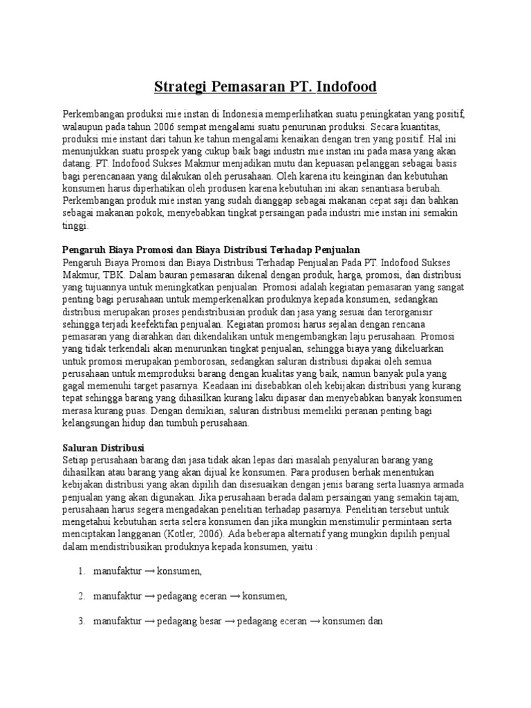 Strategi Pemasaran PT Indofood | PDF