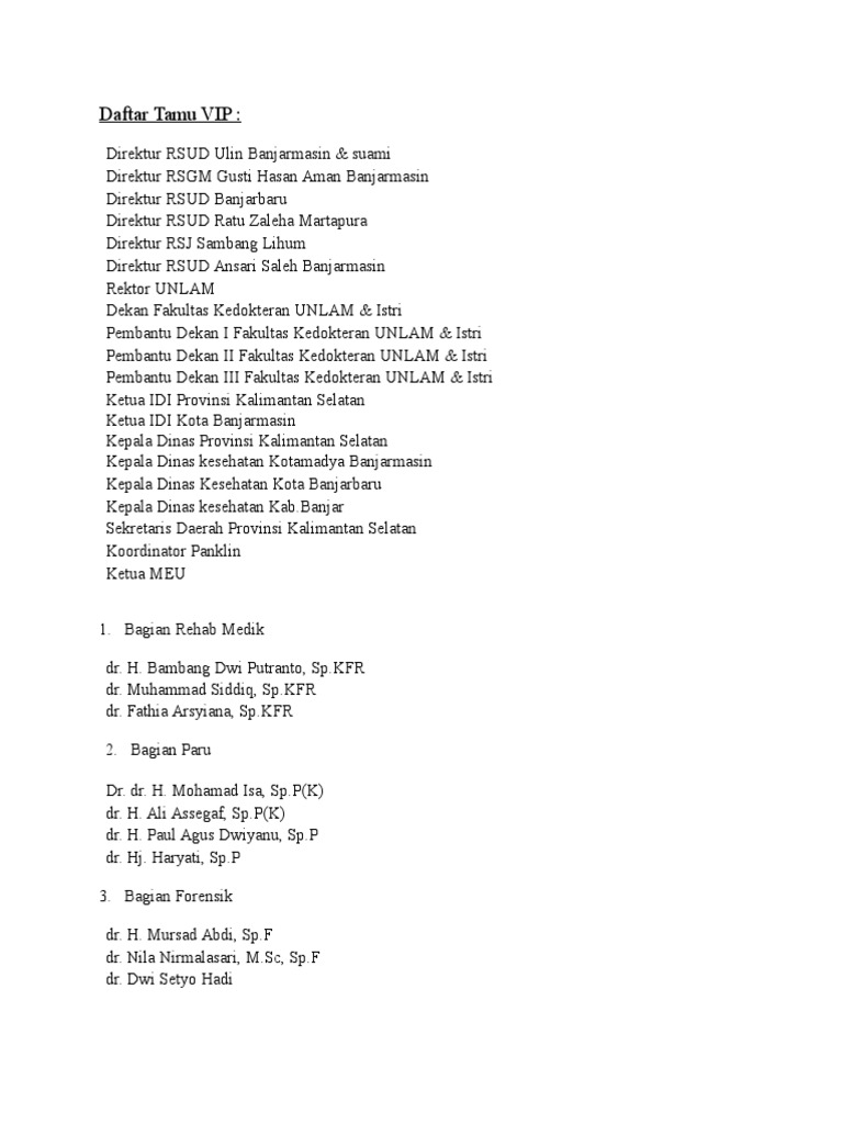Daftar Tamu VIP | PDF