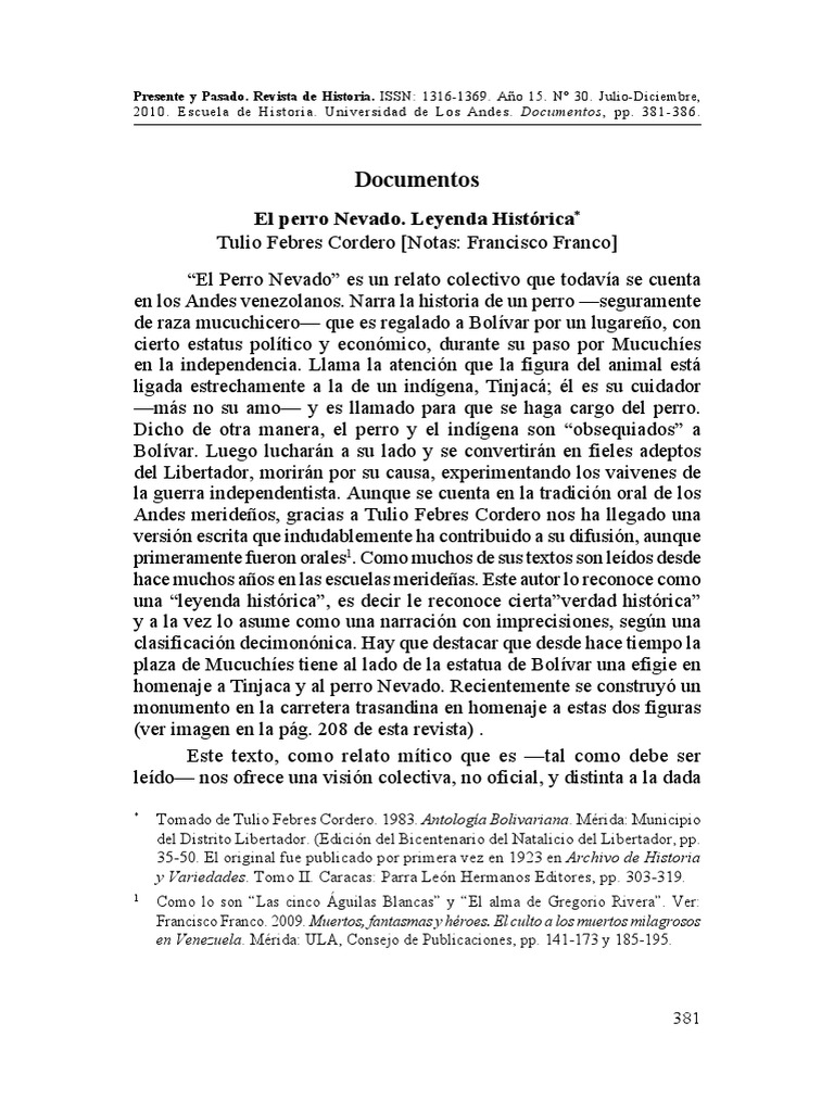 El Perro Nevado. Leyenda Histórica | PDF | Agitación