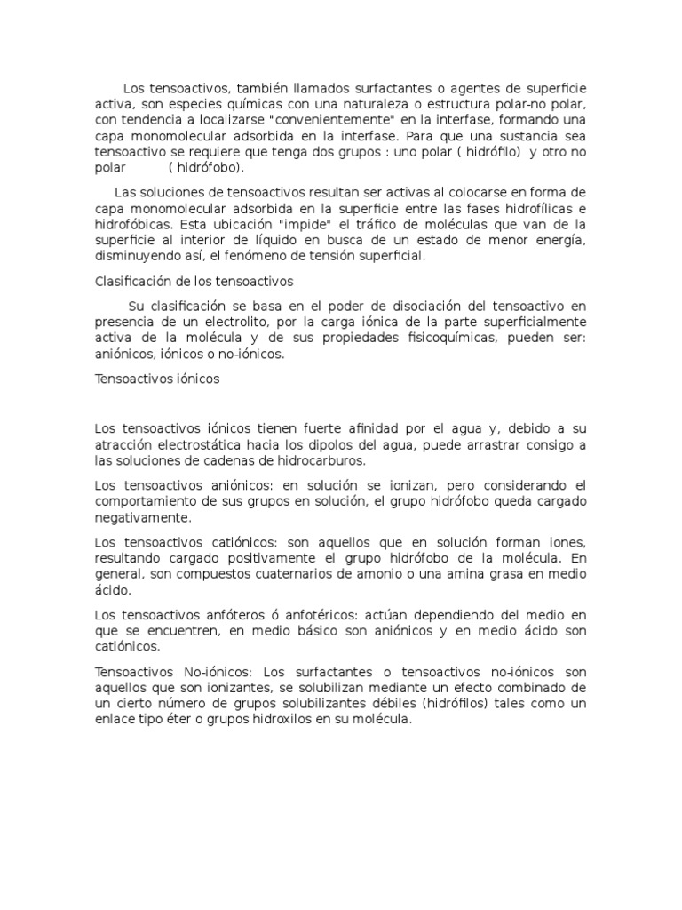 Introduccion Tensoactivos | PDF