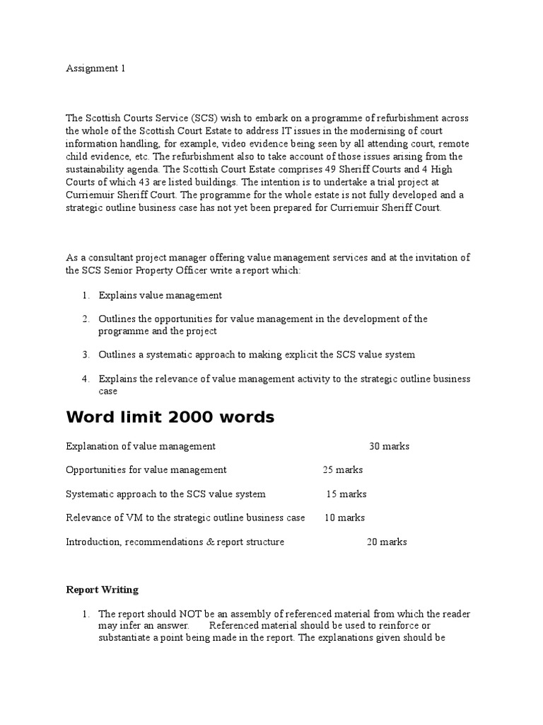 Word Limit 2000 Words: Report Writing | PDF