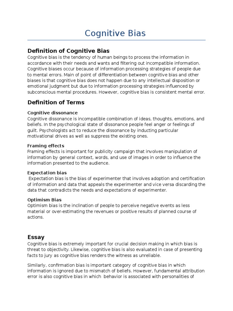 Cognitive Bias Modifed | PDF | Cognition | Thought