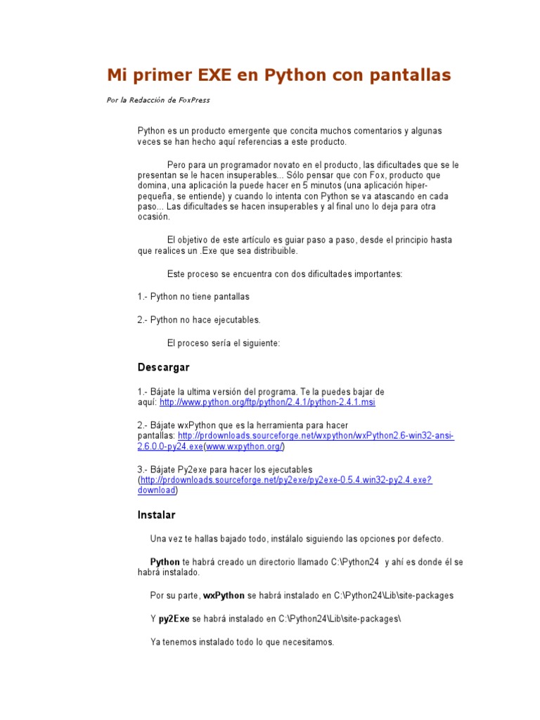 Mi Primer EXE en Python Con Pantallas | PDF | Python (lenguaje de ...
